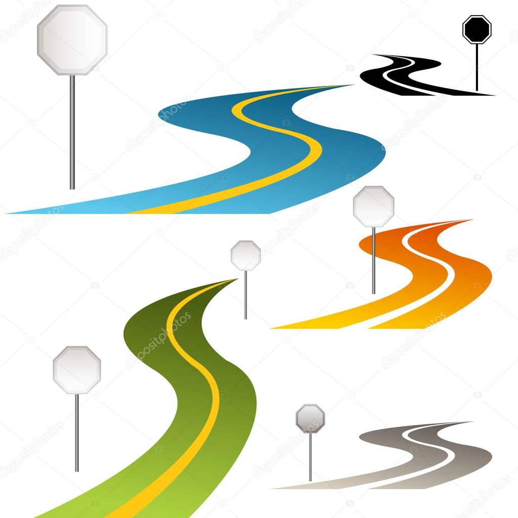 Signs with Curving Road Stock Vector Image by ©cteconsulting #44840135