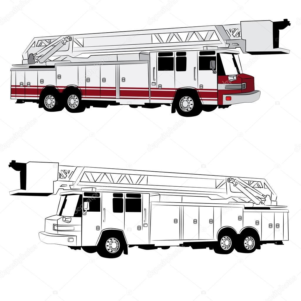 Fire Truck Ladder Clipart Black And White