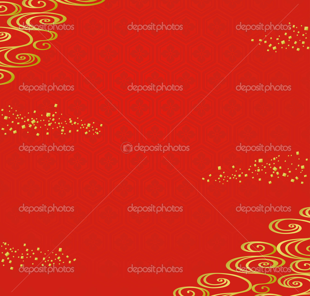 Japanese red background with golden powder and river. Stock Vector by ...