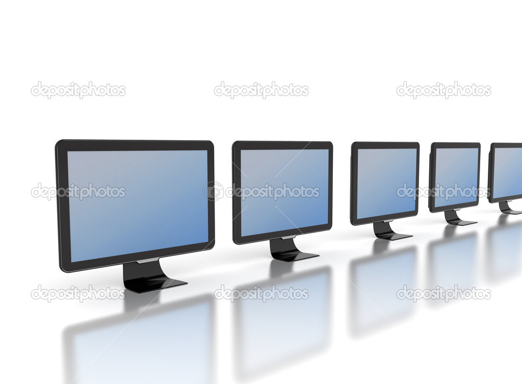 Multiple monitors on a row. Stock Photo by ©Jezper 19443651
