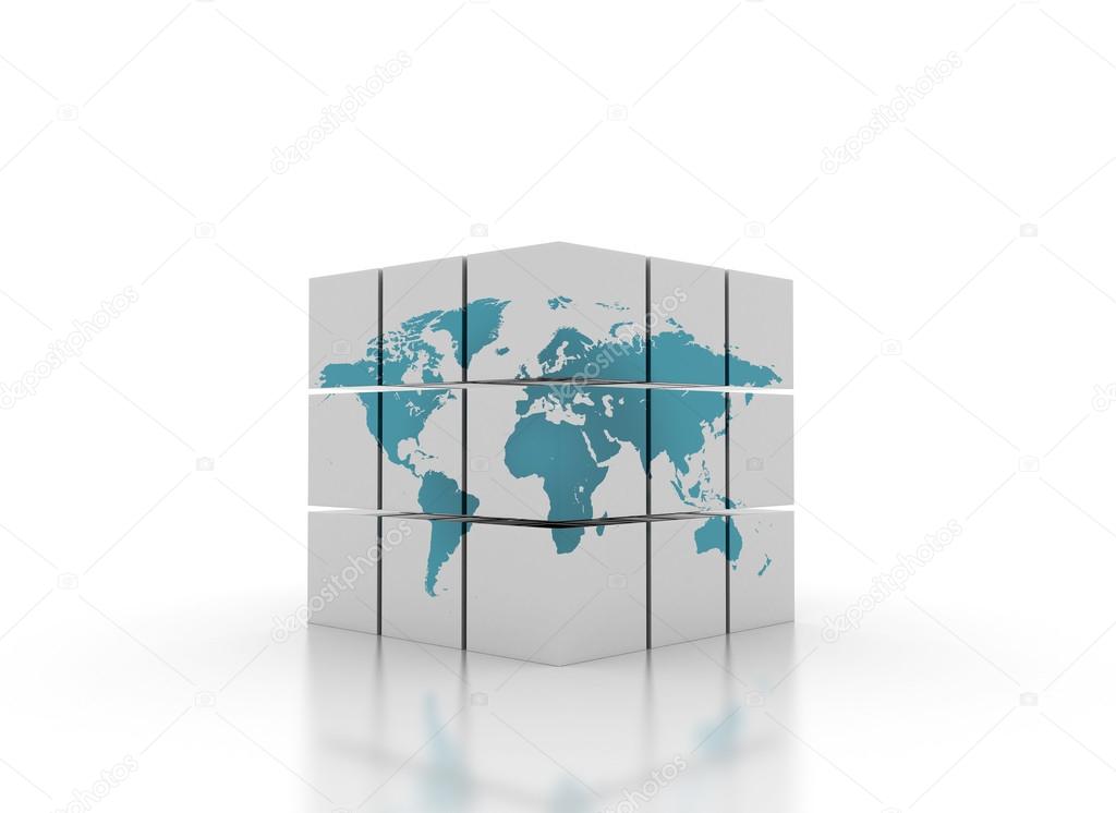Cubes with world map Stock Photo by ©Jezper 34003295