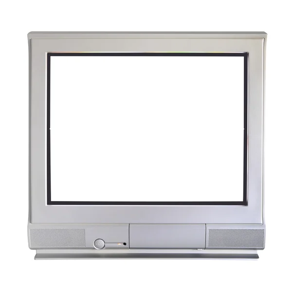 Side of cathode ray tube monitor on white background. — Stock Photo ...