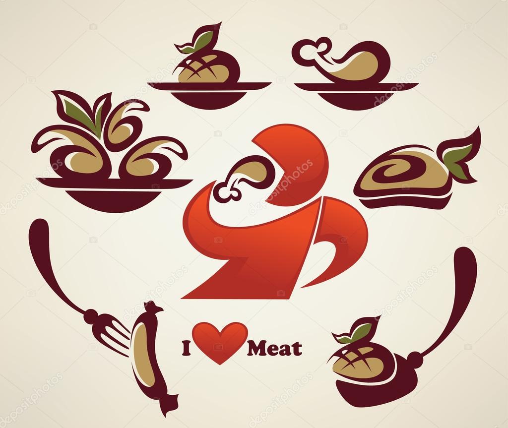 Me encanta la carne, colecci n de vectores de signos y s mbolos 2024