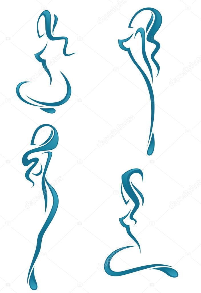 Vector collection of water girl's silhouette Stock Vector Image by ...