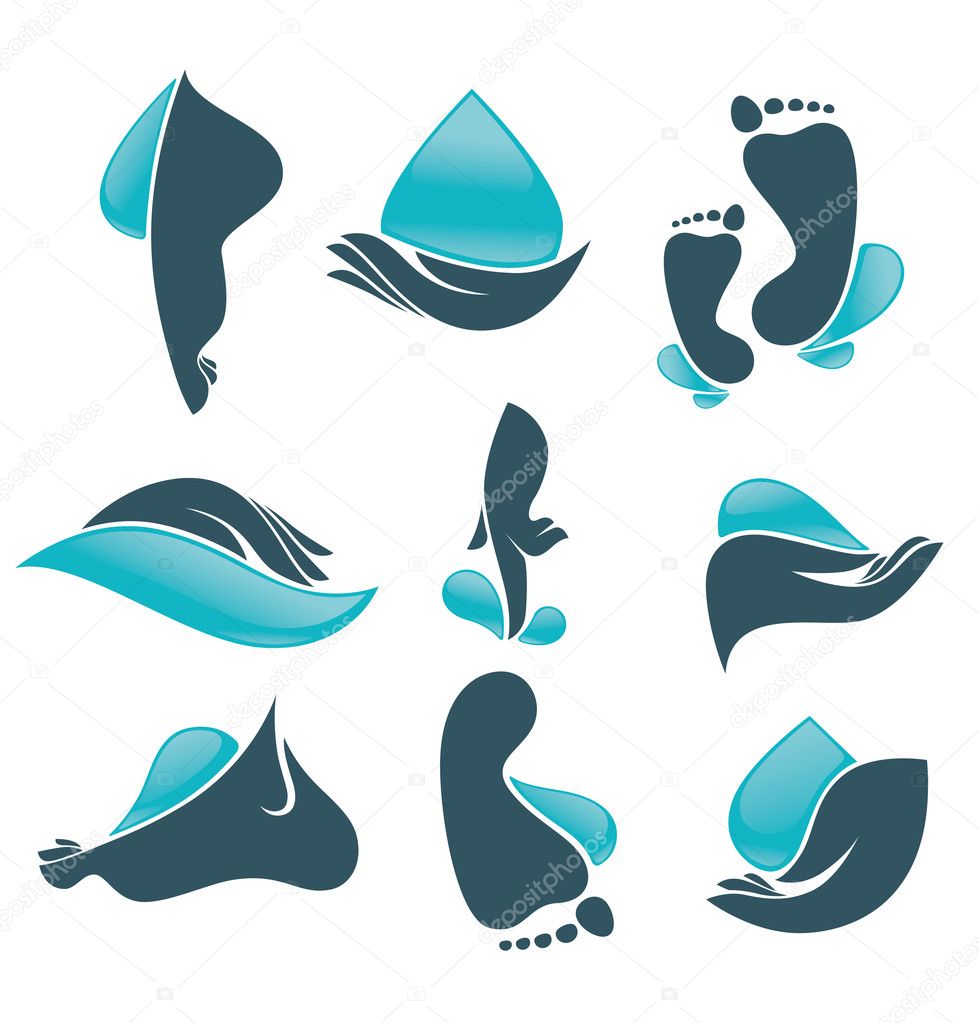 Life in water, vector collection of clean women hands and foot Stock ...