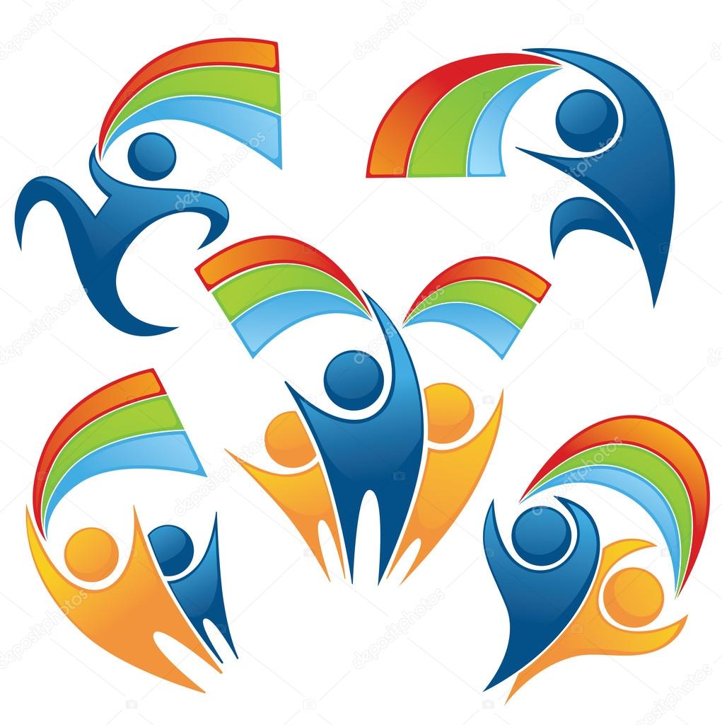 Rainbow flag, leadership and victory vector collection of symbol Stock ...