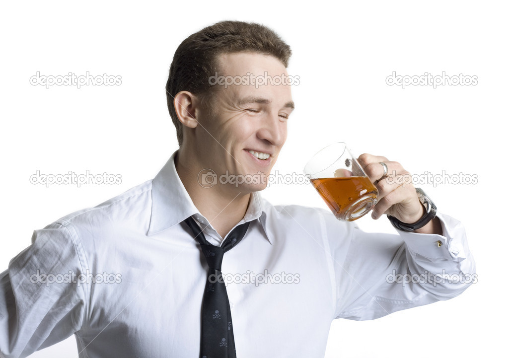 Happy businessman drinking tea — Stock Photo © dpaint #18449533