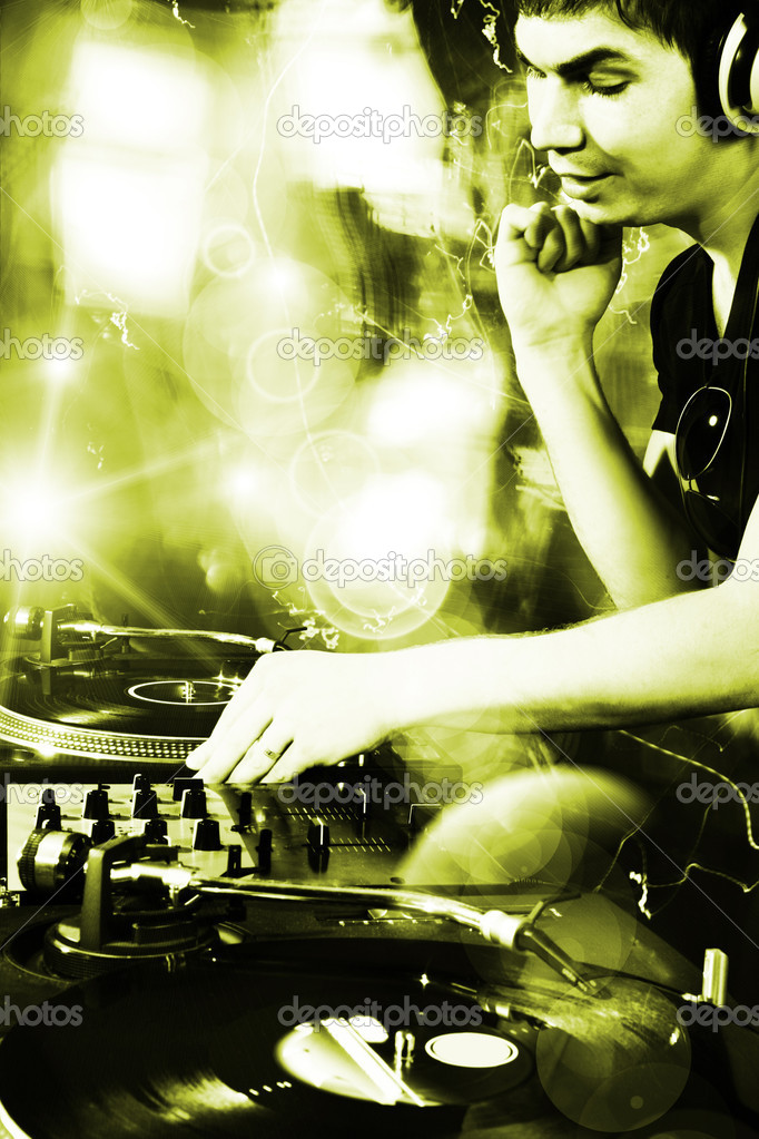 Dj playing at the concert — Stock Photo © dpaint #18450623