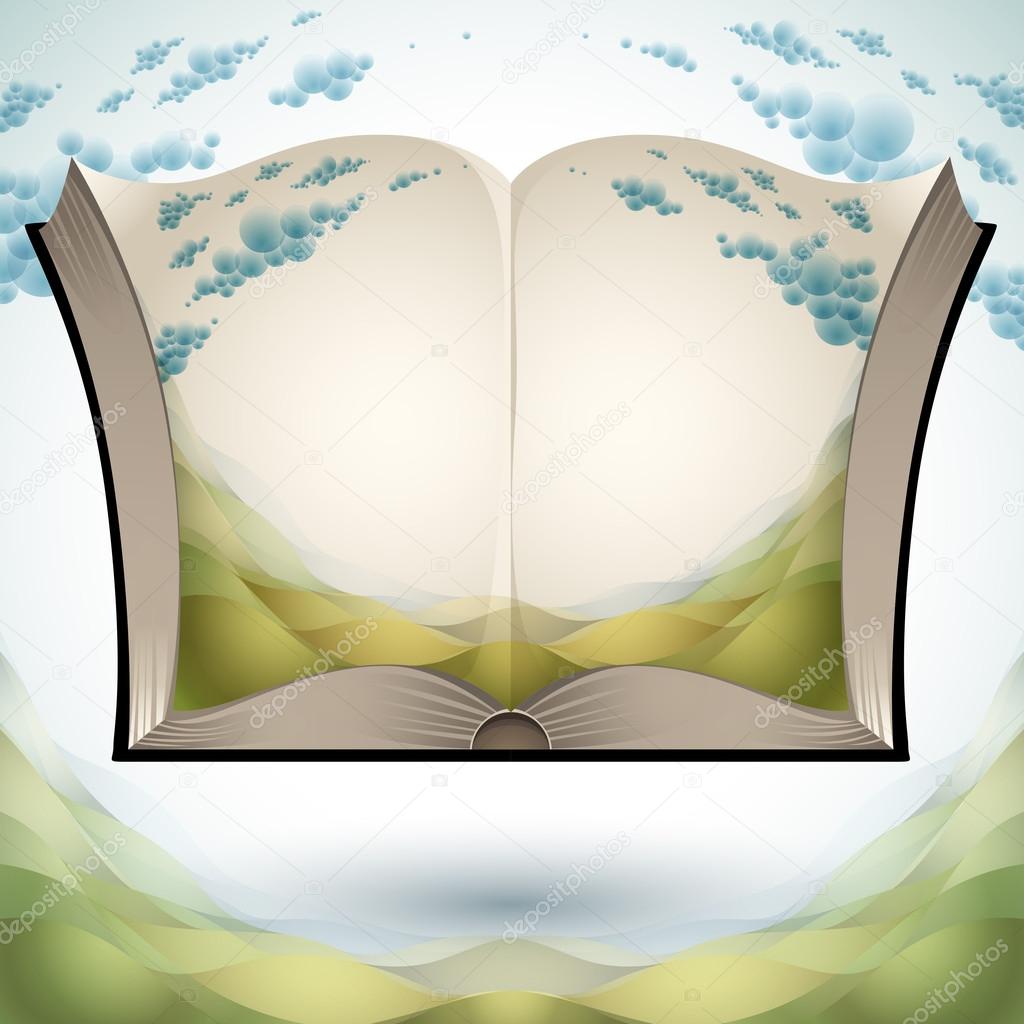 Open book with nature landscape. Stock Vector Image by ©Ostapius #12825451