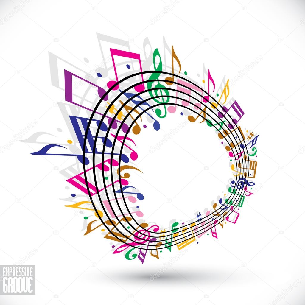 Colorful music background with clef and notes. Stock Vector Image by ...