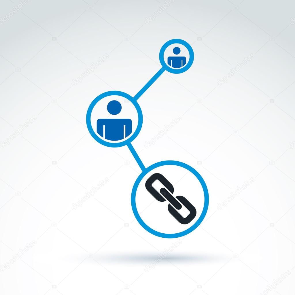 Enlace de cadena icono clásico con las personas conectadas sociales ...