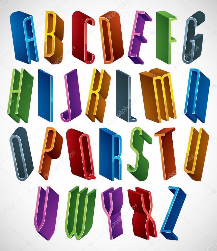 3d fonte, vetor letras finas altas . vetor(es) de stock de ©Ostapius ...