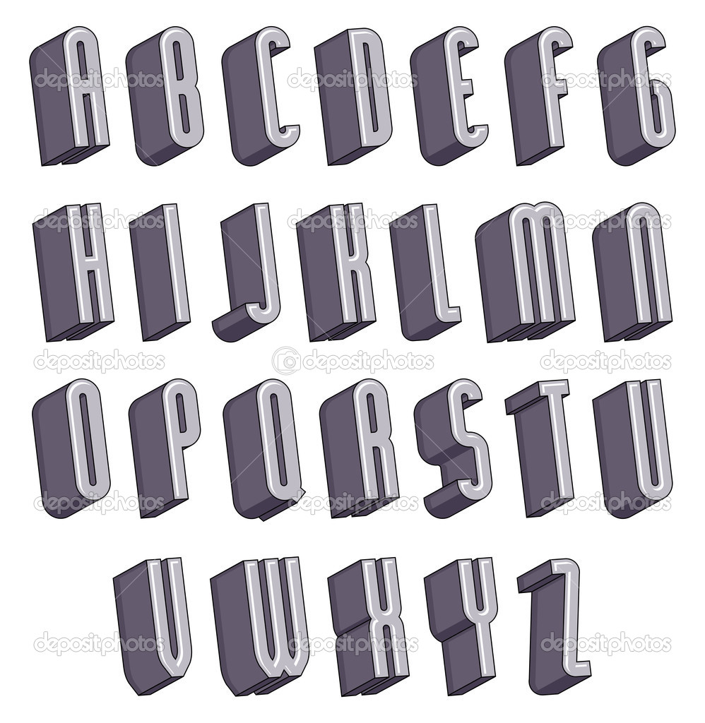 3d font, monochrome dimensional alphabet. Stock Vector by ©Ostapius ...