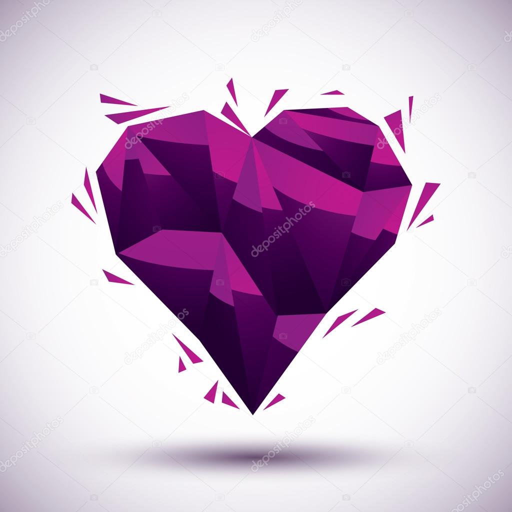 Violet heart geometric icon made in 3d modern style, best for us Stock ...