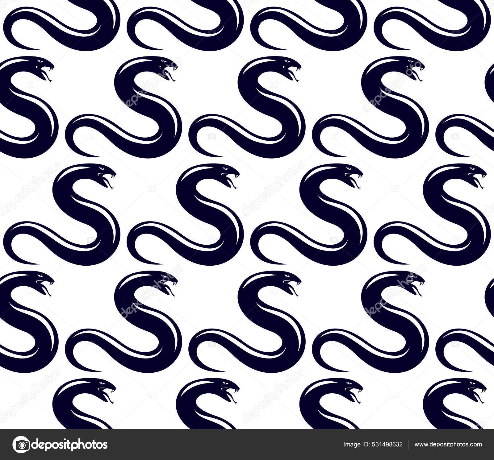 Seamless Snakes Pattern Vintage Drawing Style Dangerous Poisoned ...