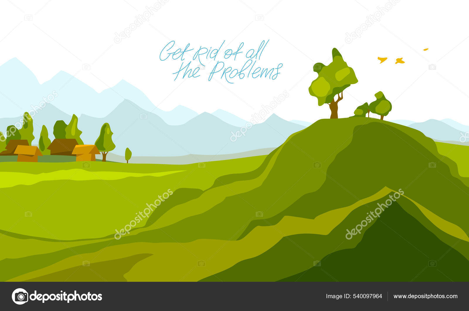 Hermosa Naturaleza Paisaje Paisaje Vector Ilustración Verano Primavera ...