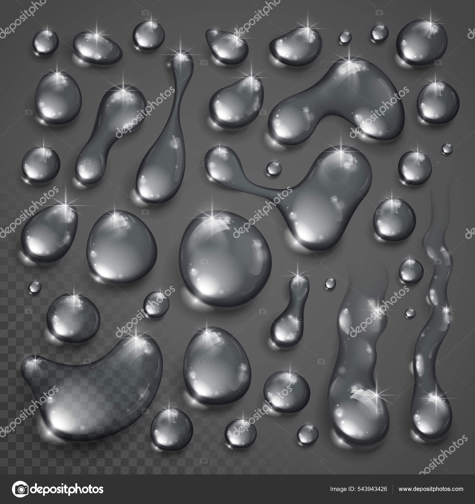 Water Drops Set Vector Realistic Elements Collection Transparent Dew ...