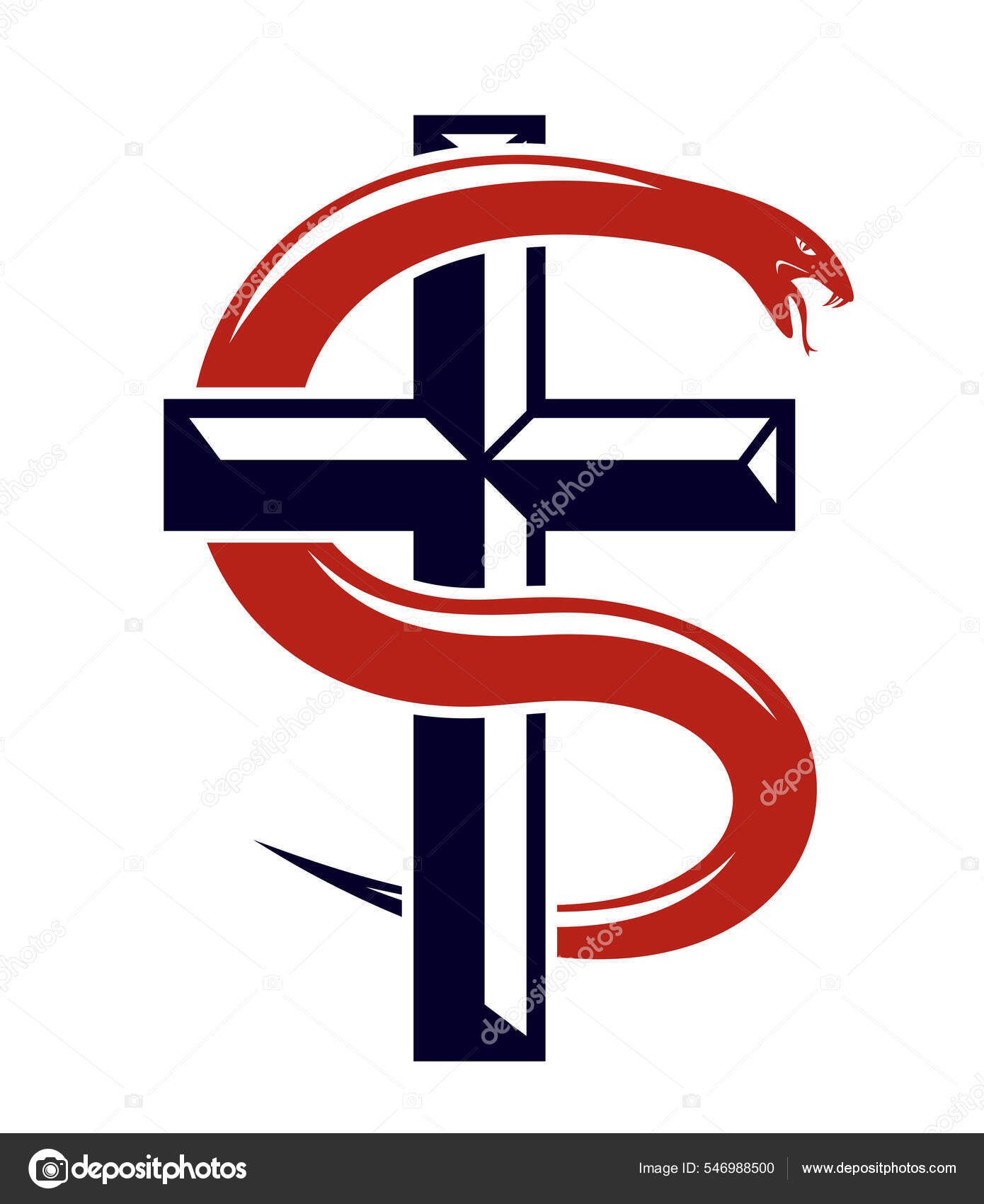 Snake Wraps Christian Cross Struggle Good Evil Saint Sinner Love Stock ...