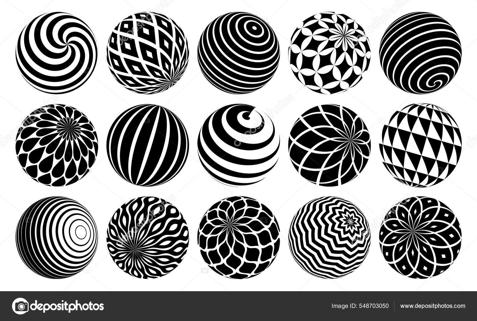 Abstract Spheres Vector Set Collection Balls Decorated Patterns Mixed ...