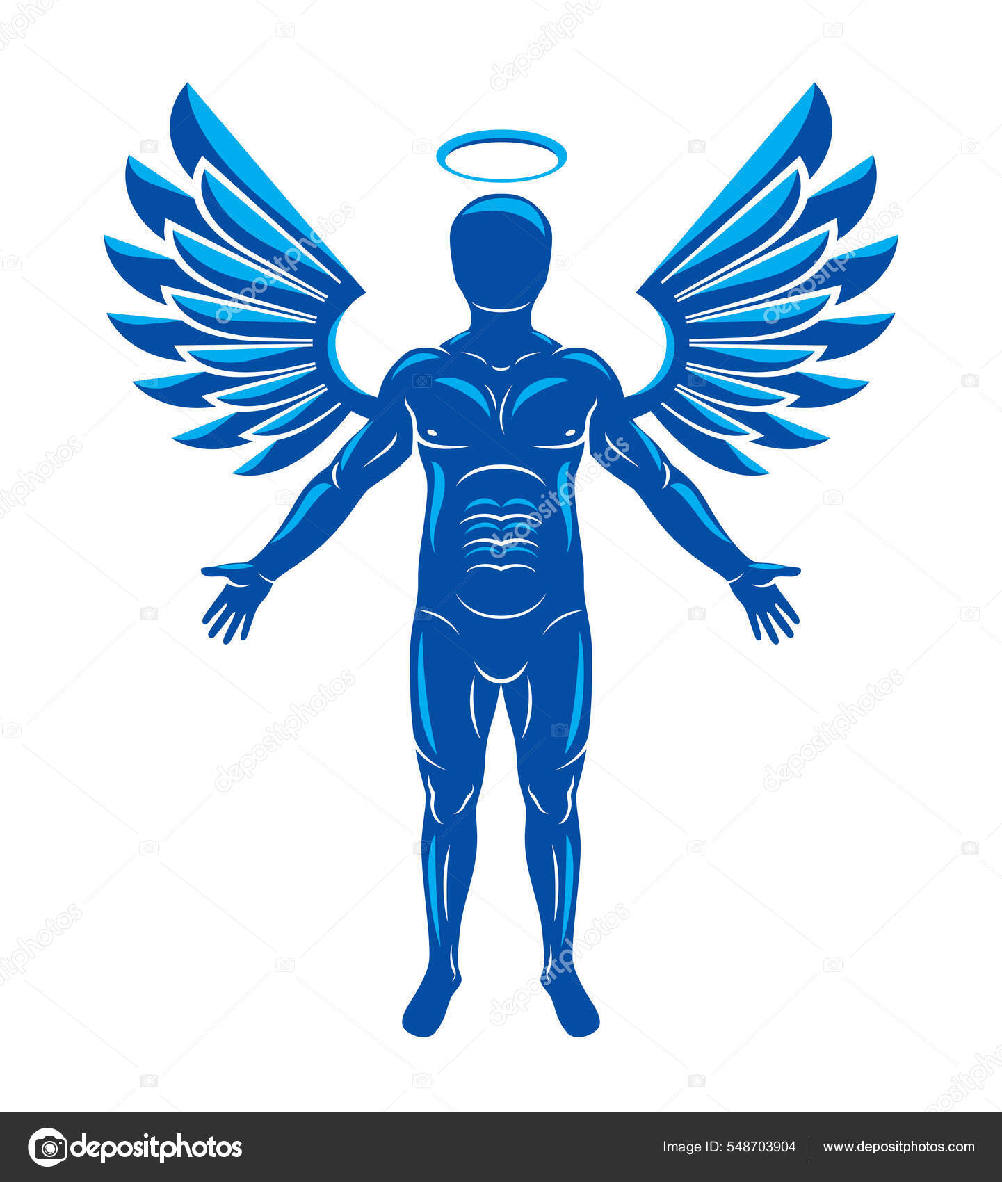 Vector Illustration Human Athlete Made Using Angel Wings Nimbus Holy ...