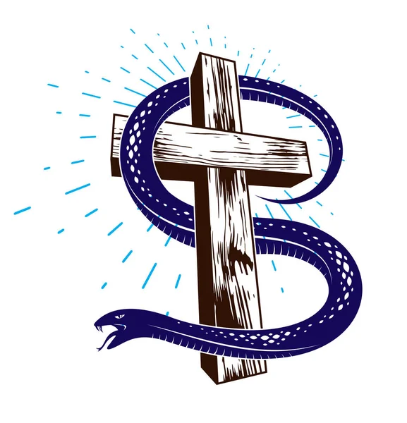 Snake Wraps Christian Cross Struggle Good Evil Saint Sinner Love Stock ...