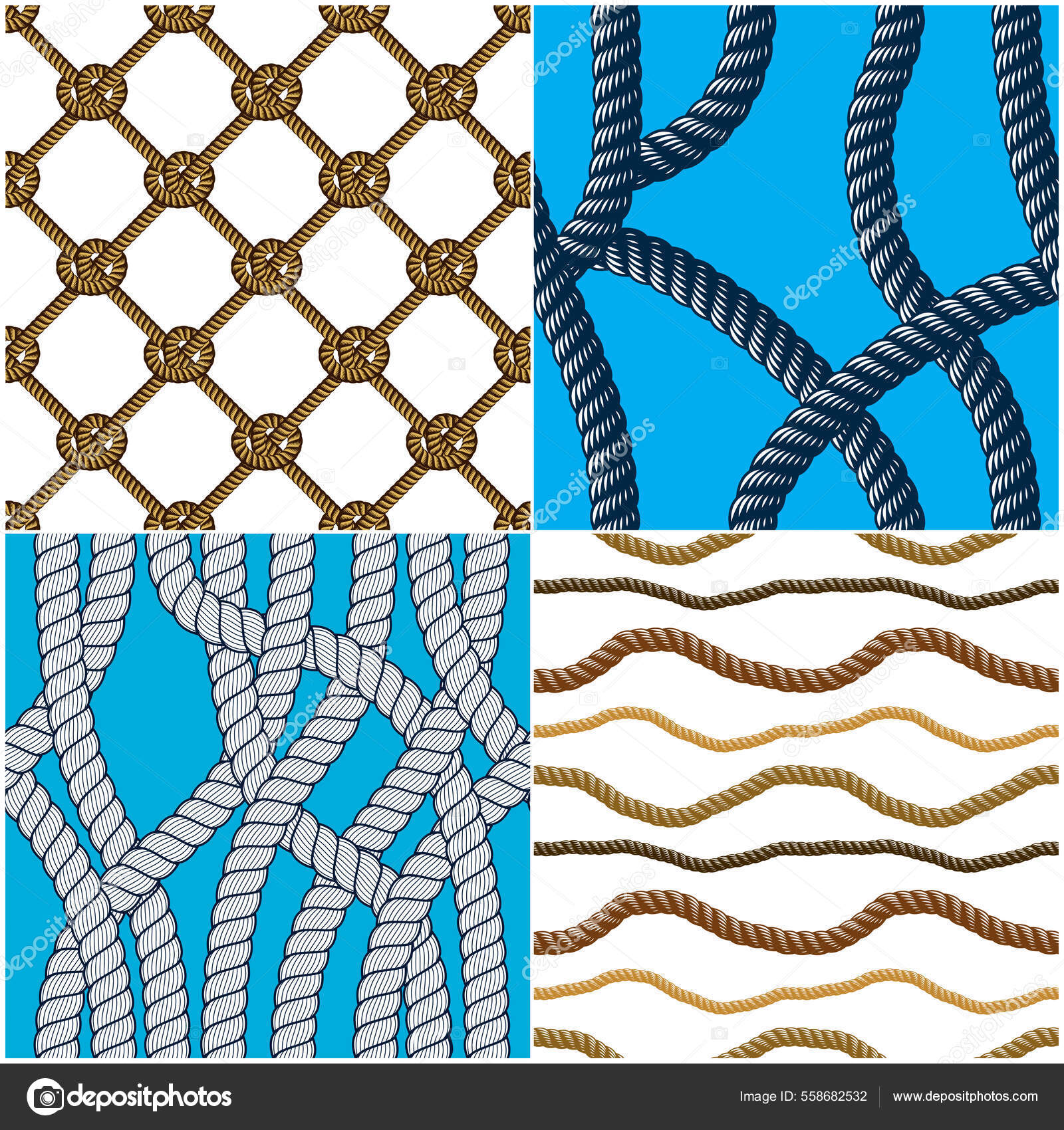 Rope Seamless Patterns Set Trendy Vector Wallpaper Backgrounds ...