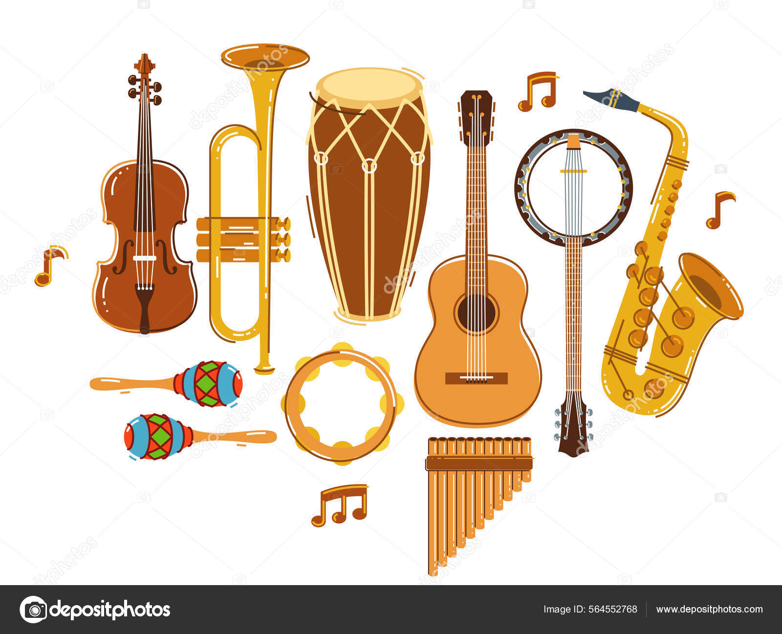 Banda Música Latina Vector Salsa Ilustración Plana Aislada Sobre Fondo ...