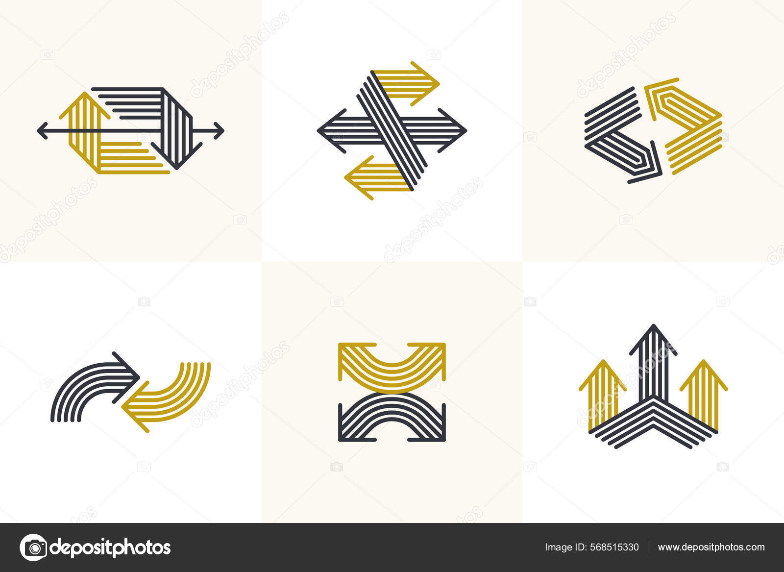 Concept Arrows Vector Logos Set Isolated Double Arrows Symbol ...