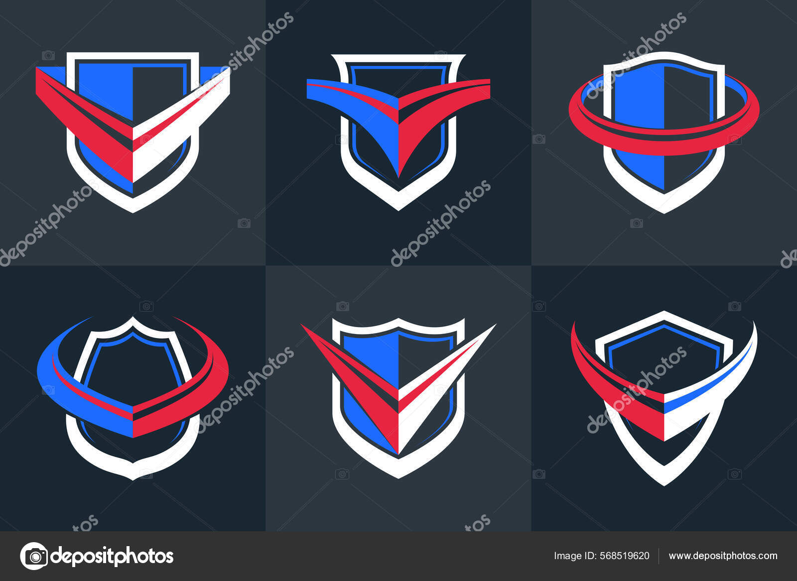 Conjunto Vetores Logotipos Escudo Coleção Símbolos Proteção Contra ...