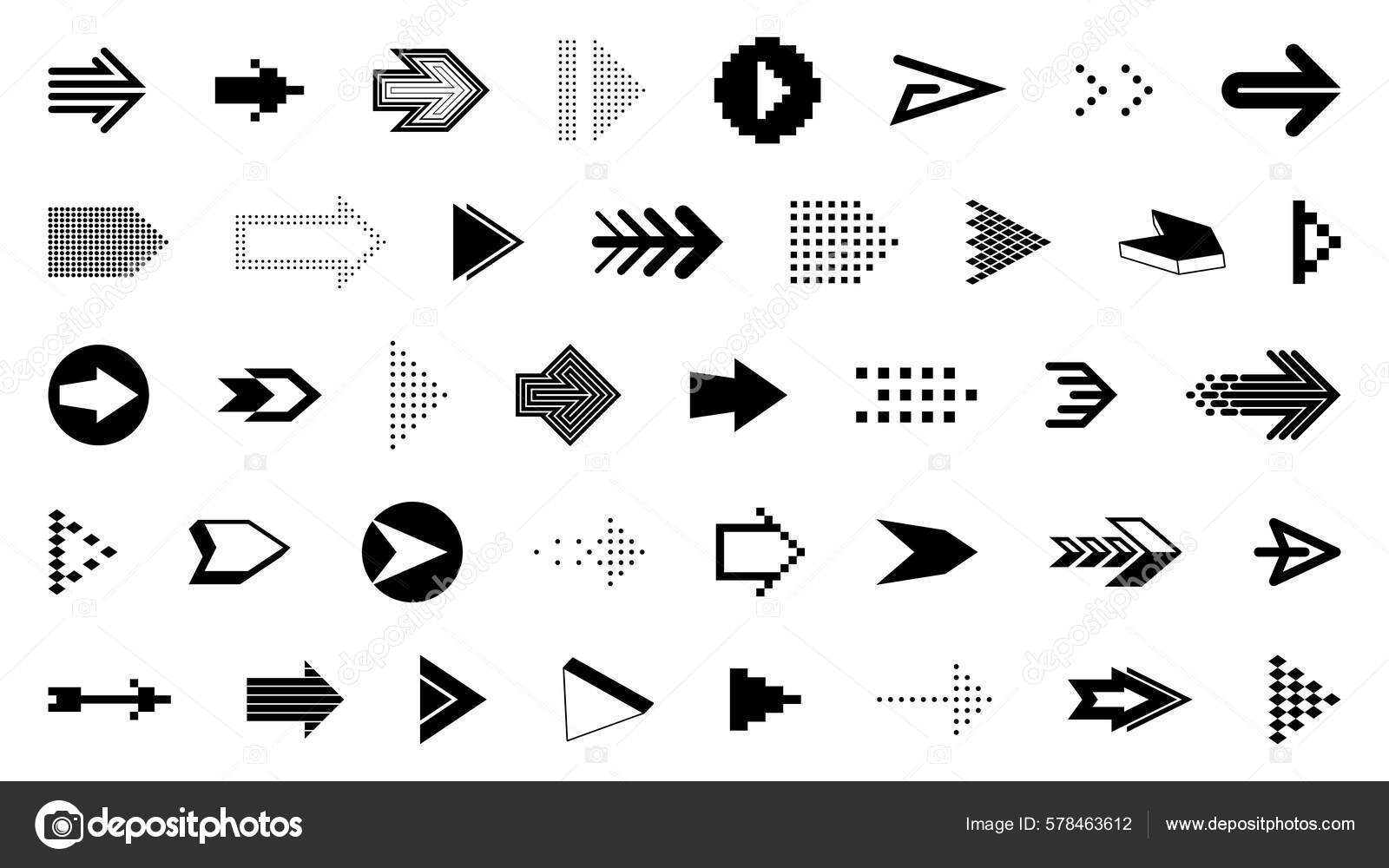 Vektor Kursor Panah Terbalik Ditata Bentuk Dan Konsep Panah Tunggal ...