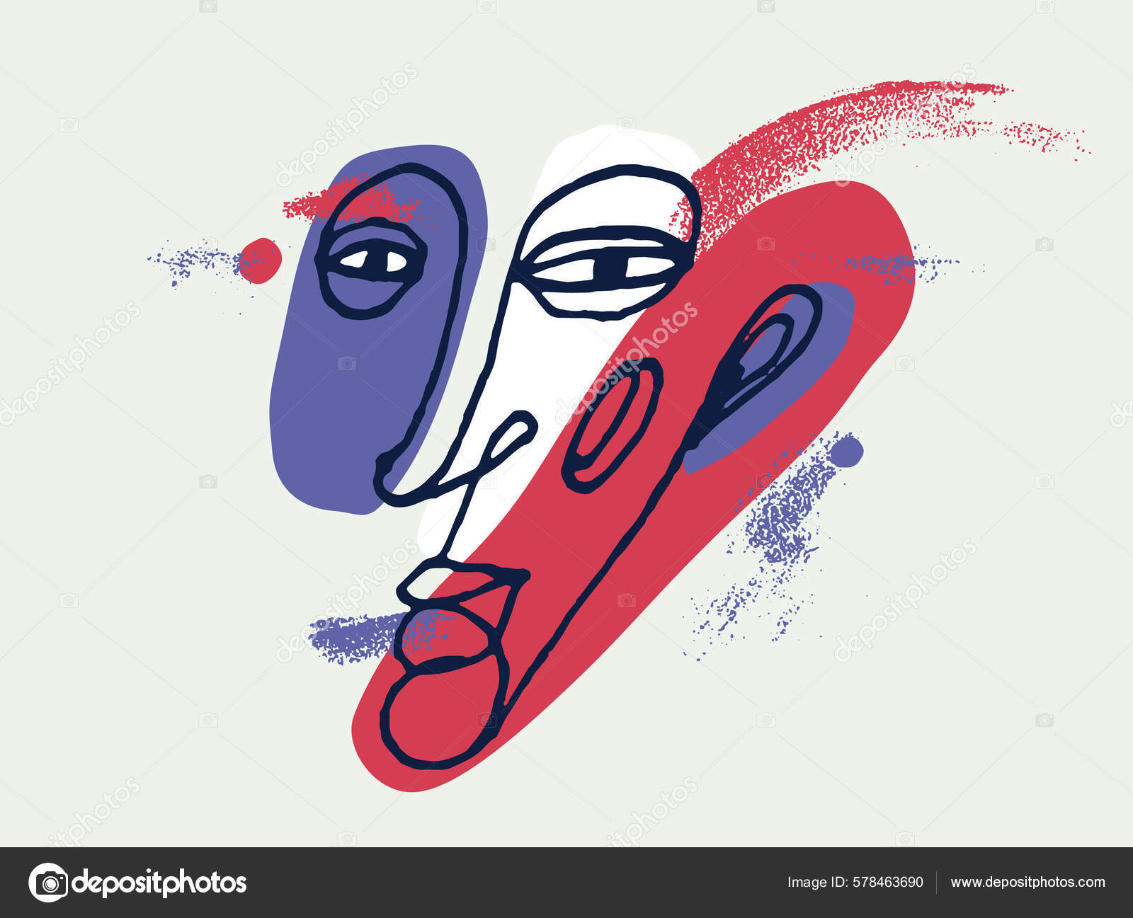 Abstract Man Face Vector Artwork Modern Trendy Portrait Art Hand Stock ...