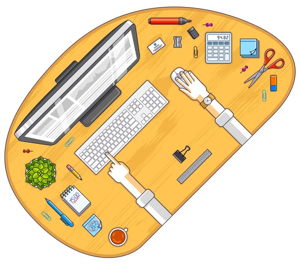 Work Desk Workspace Top View Laptop Computer Lot Different Stationery ...