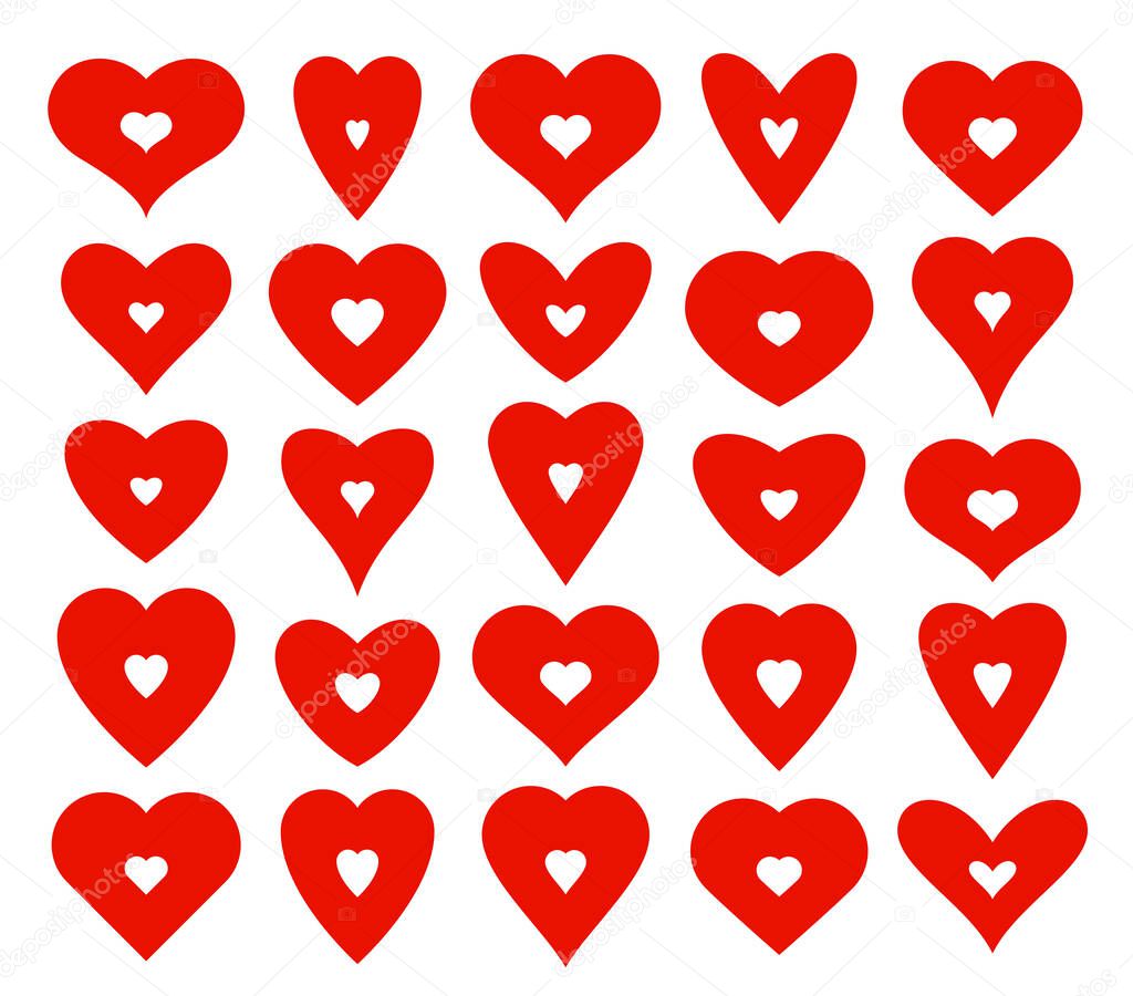 Formas de corazón con pequeños corazones dentro del vector logos o ...