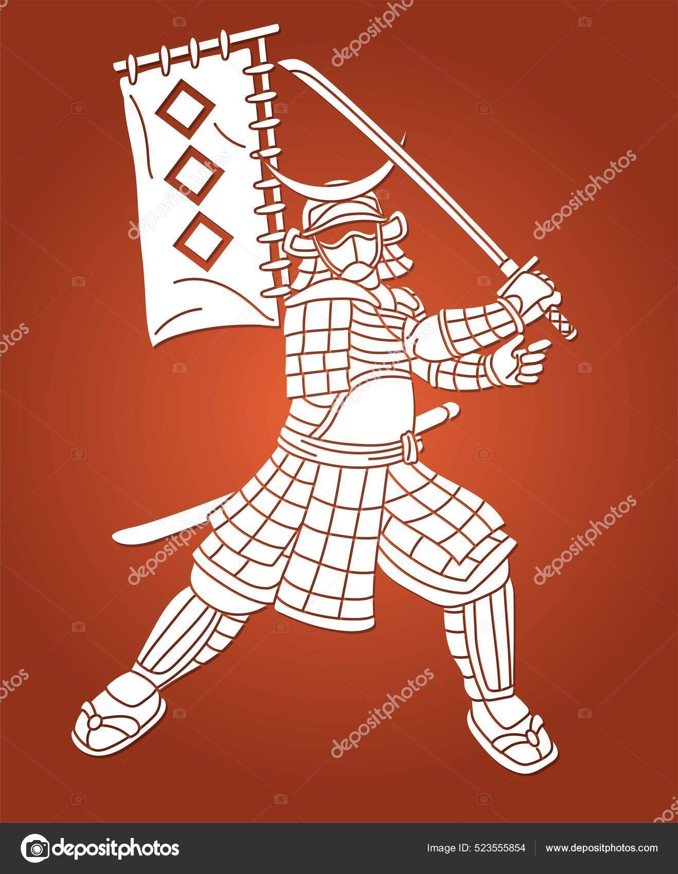 Cartoon Samurai Warrior Drawing