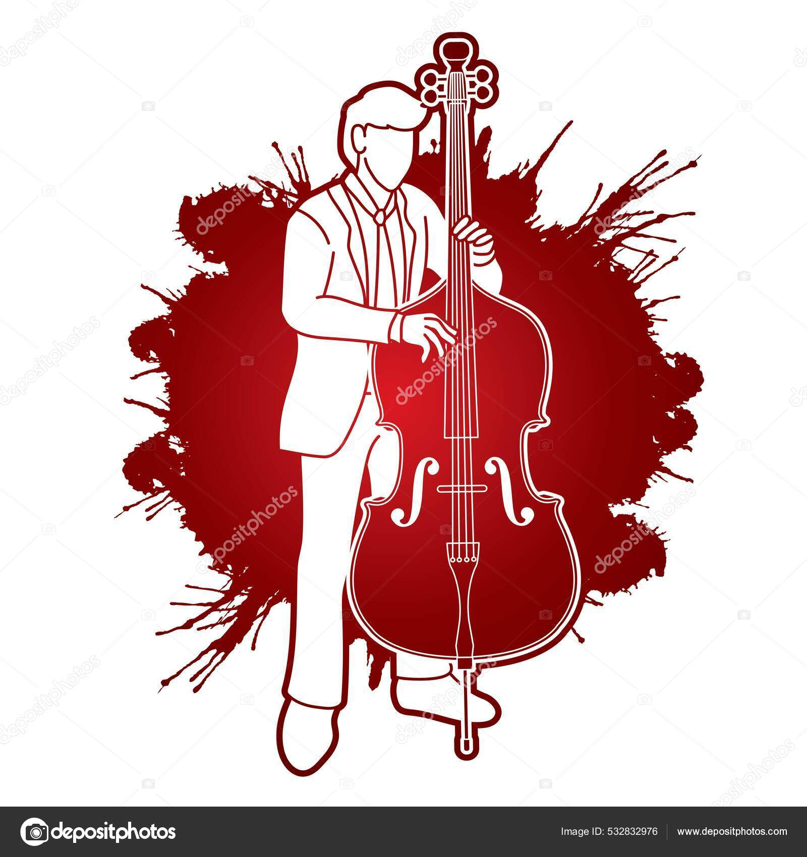 Double Bass Musician Orchestra Instrument Graphic Vector Stock Vector ...