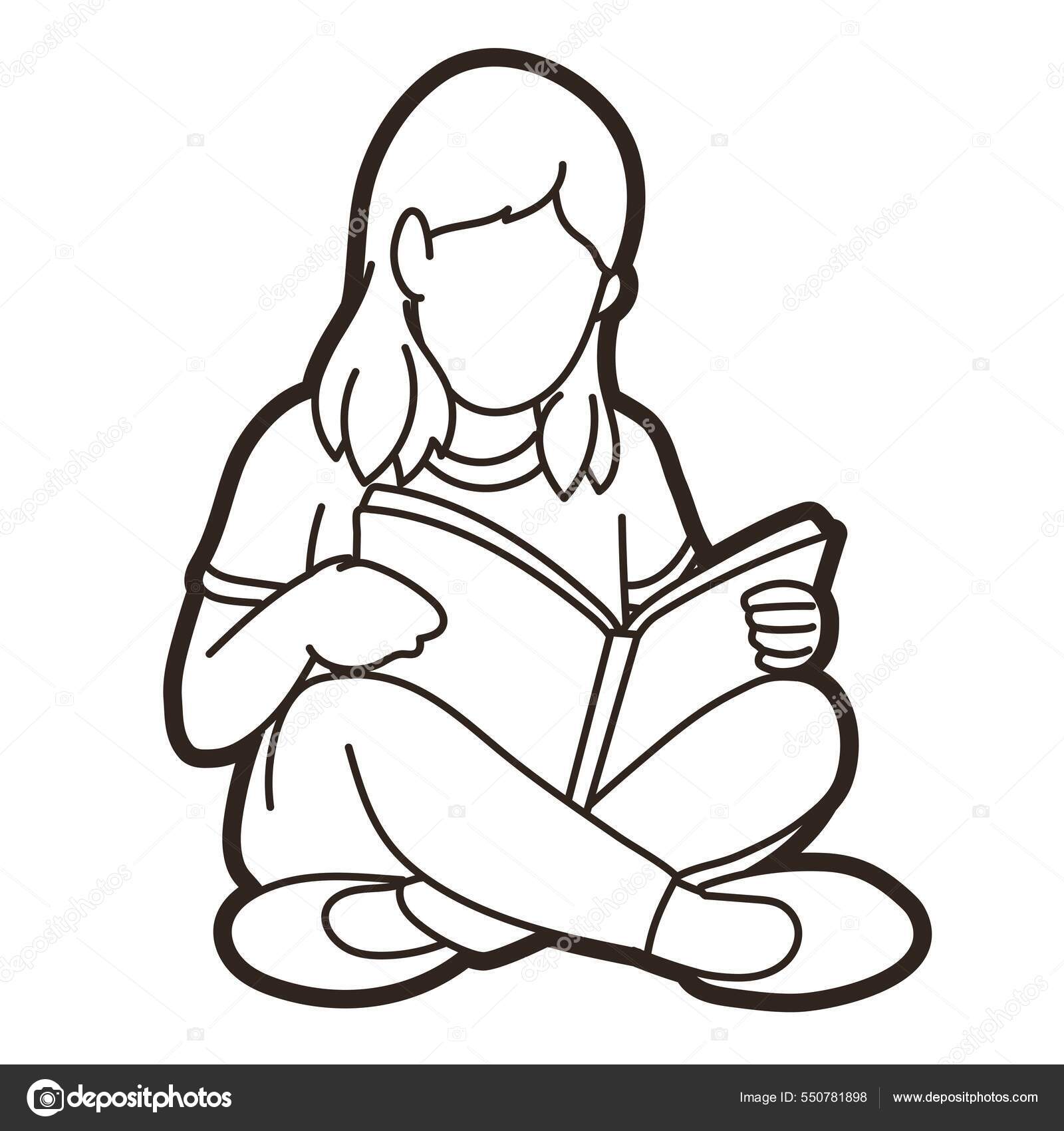 Menina Lendo Um Livro Clipart