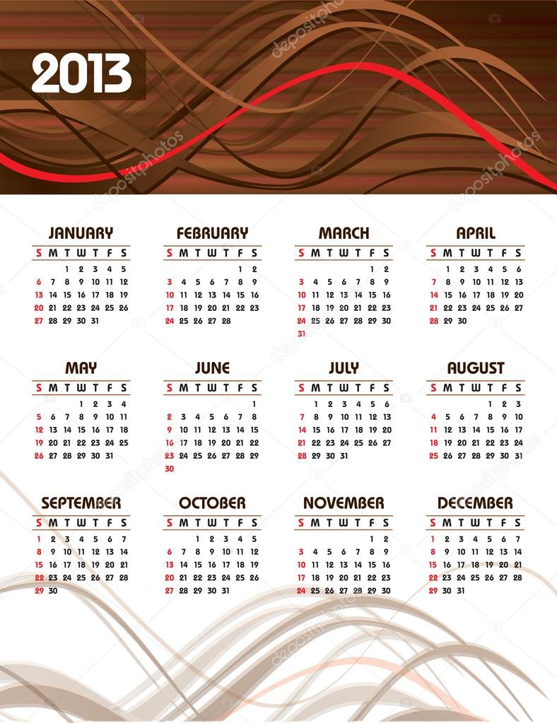 2013 Calendar. Stock Vector Image by ©marinakoven #12006057