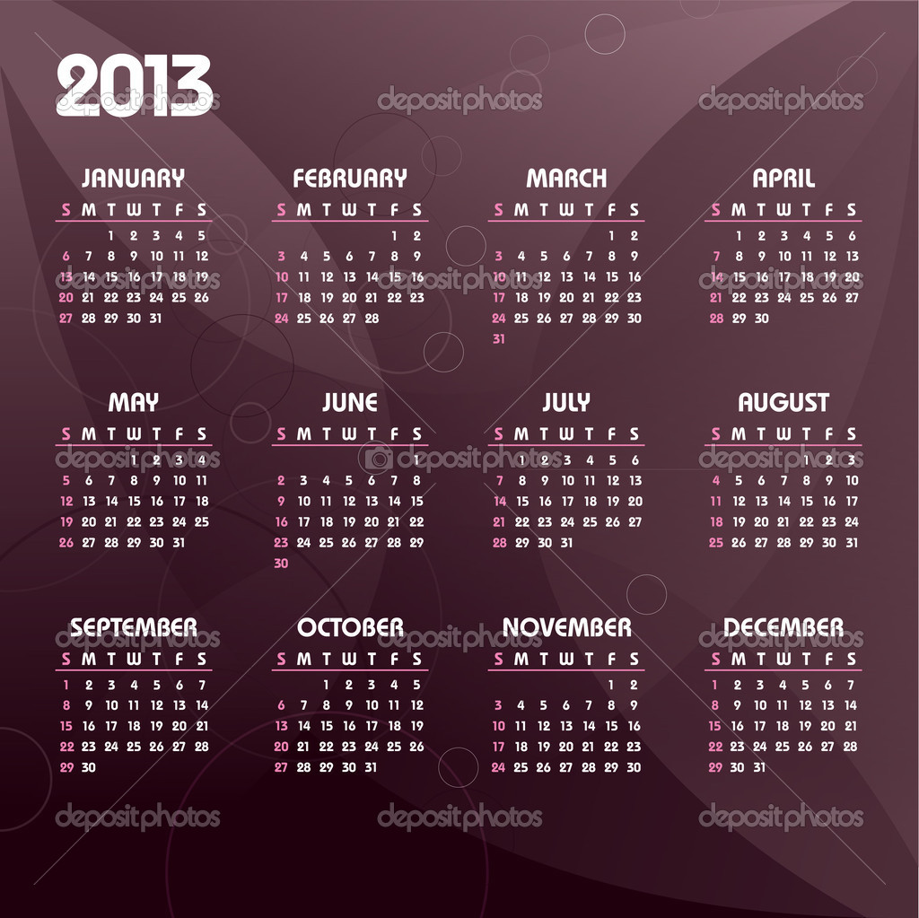2013 Calendar. Stock Vector Image by ©marinakoven #12006102