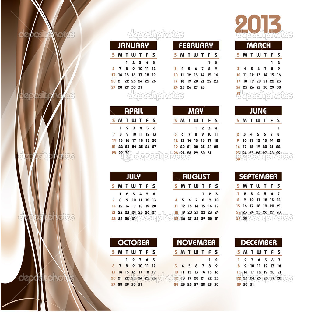 2013 Calendar. Stock Vector Image by ©marinakoven #12006118