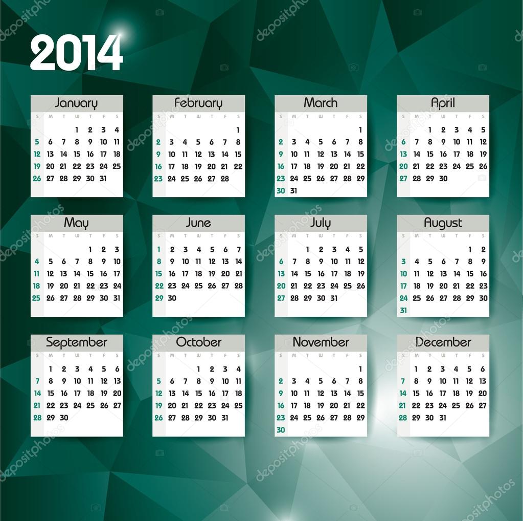 Image vectorielle Calendrier 2014. Illustration modifiable par vecteur ...