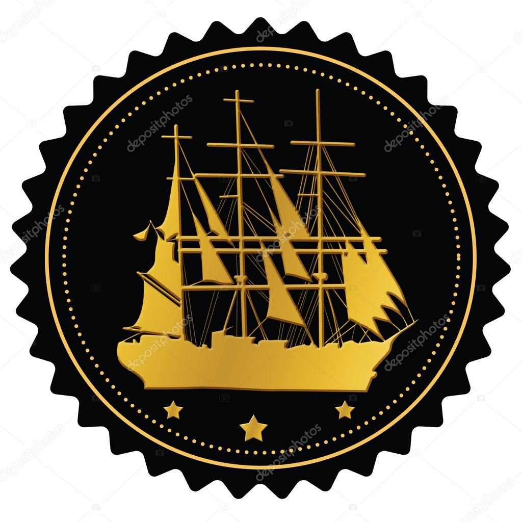 Label with gold sailing ship Stock Vector Image by ©roxanabalint #13799779