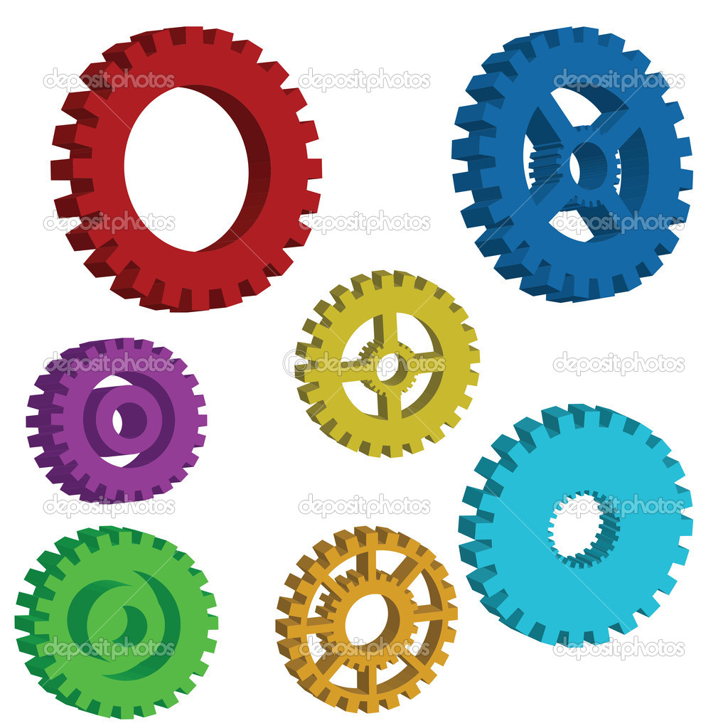 3D mechanical gears — Stock Vector © roxanabalint #14310103