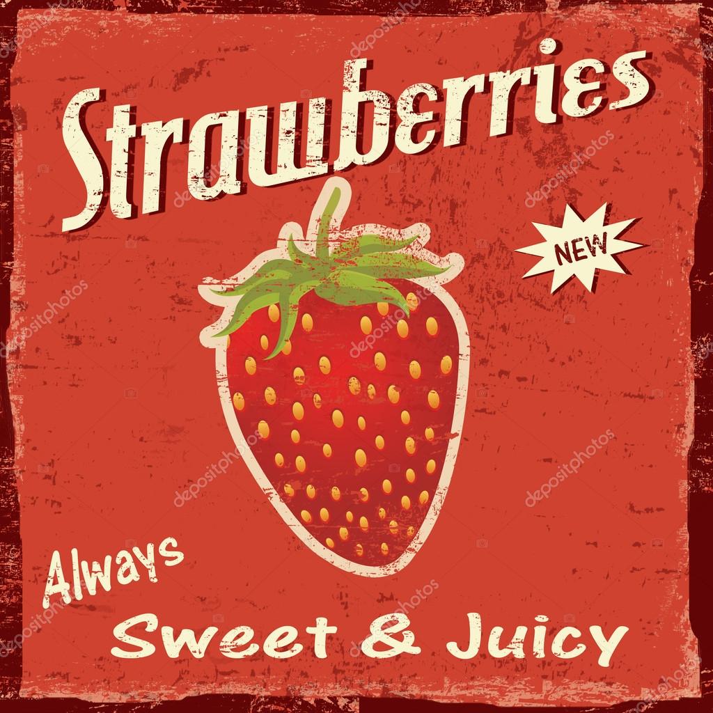 Strawberry vintage poster — Stock Vector © roxanabalint #20753549