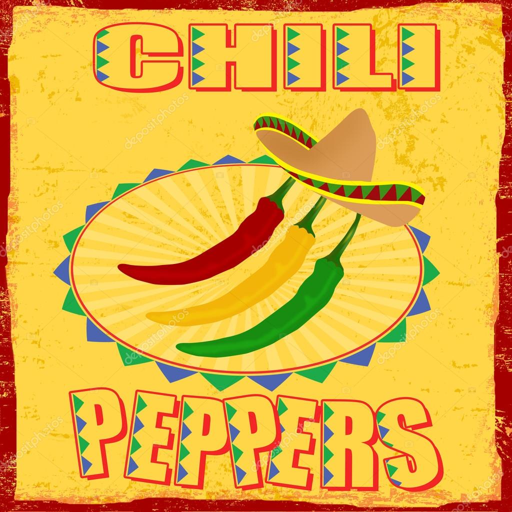 Chili peppers vintage poster Stock Vector Image by ©roxanabalint #21672147