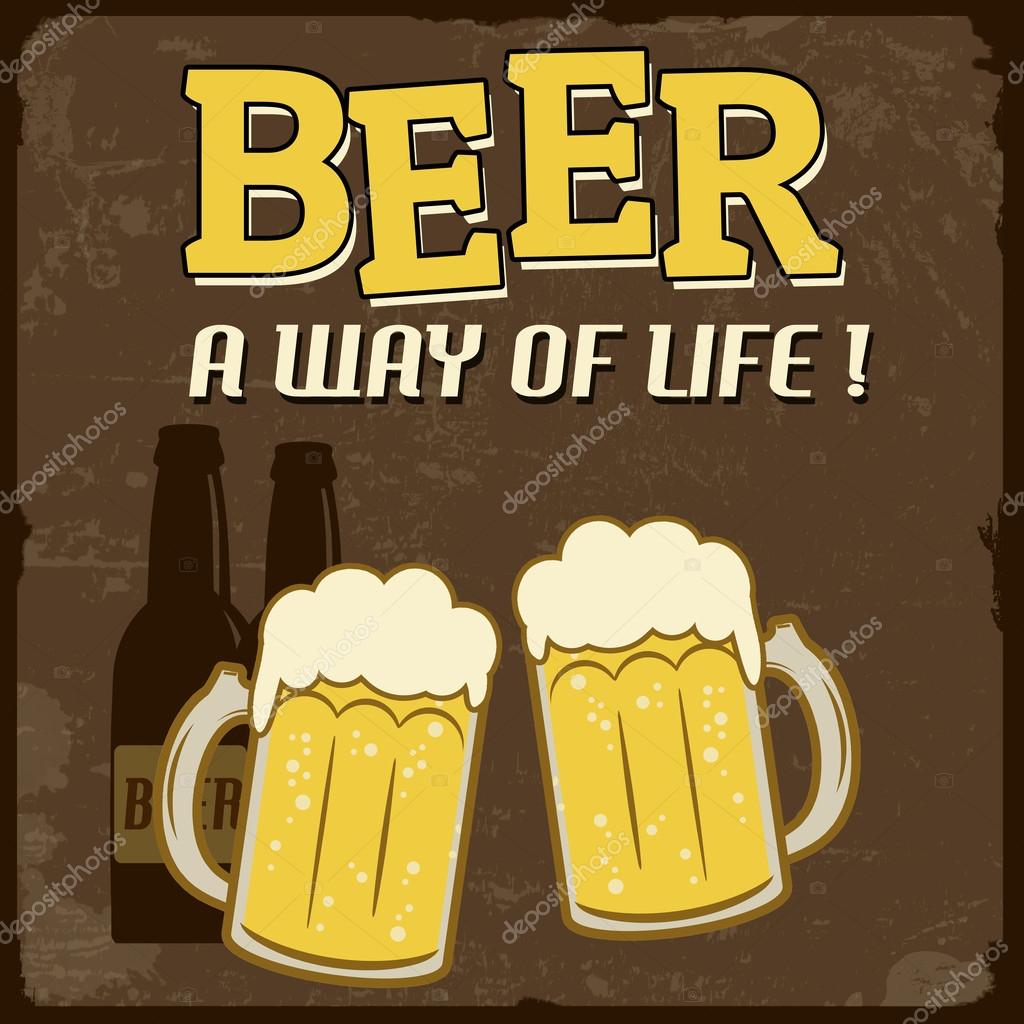 Beer, a way of life, vintage poster Stock Vector by ©roxanabalint 32331747