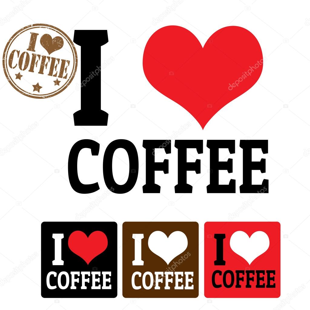 I love Coffee sign and labels — Stock Vector © roxanabalint #32757063