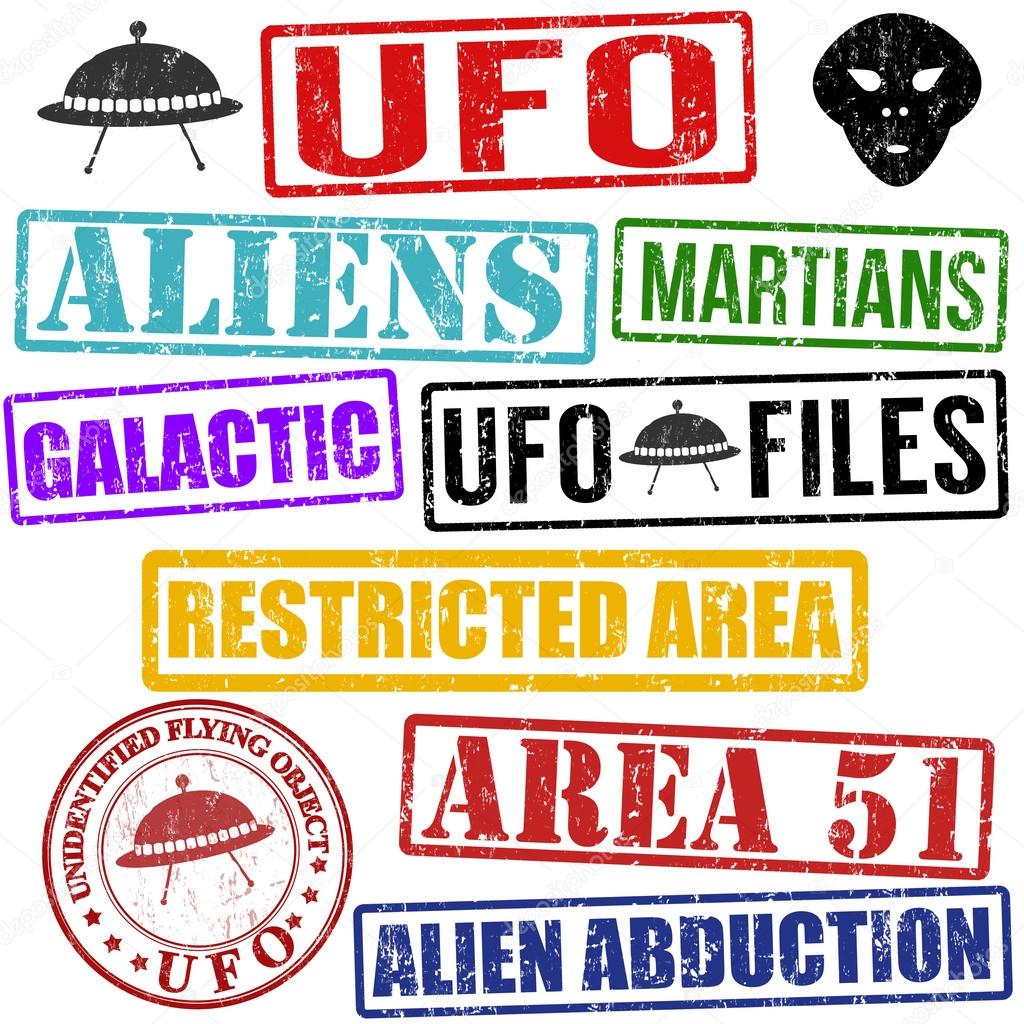 Set of aliens and UFO stamps Stock Vector Image by ©roxanabalint #37935841