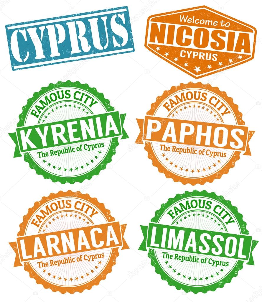 Cyprus cities stamps set Stock Vector by ©roxanabalint 41392051