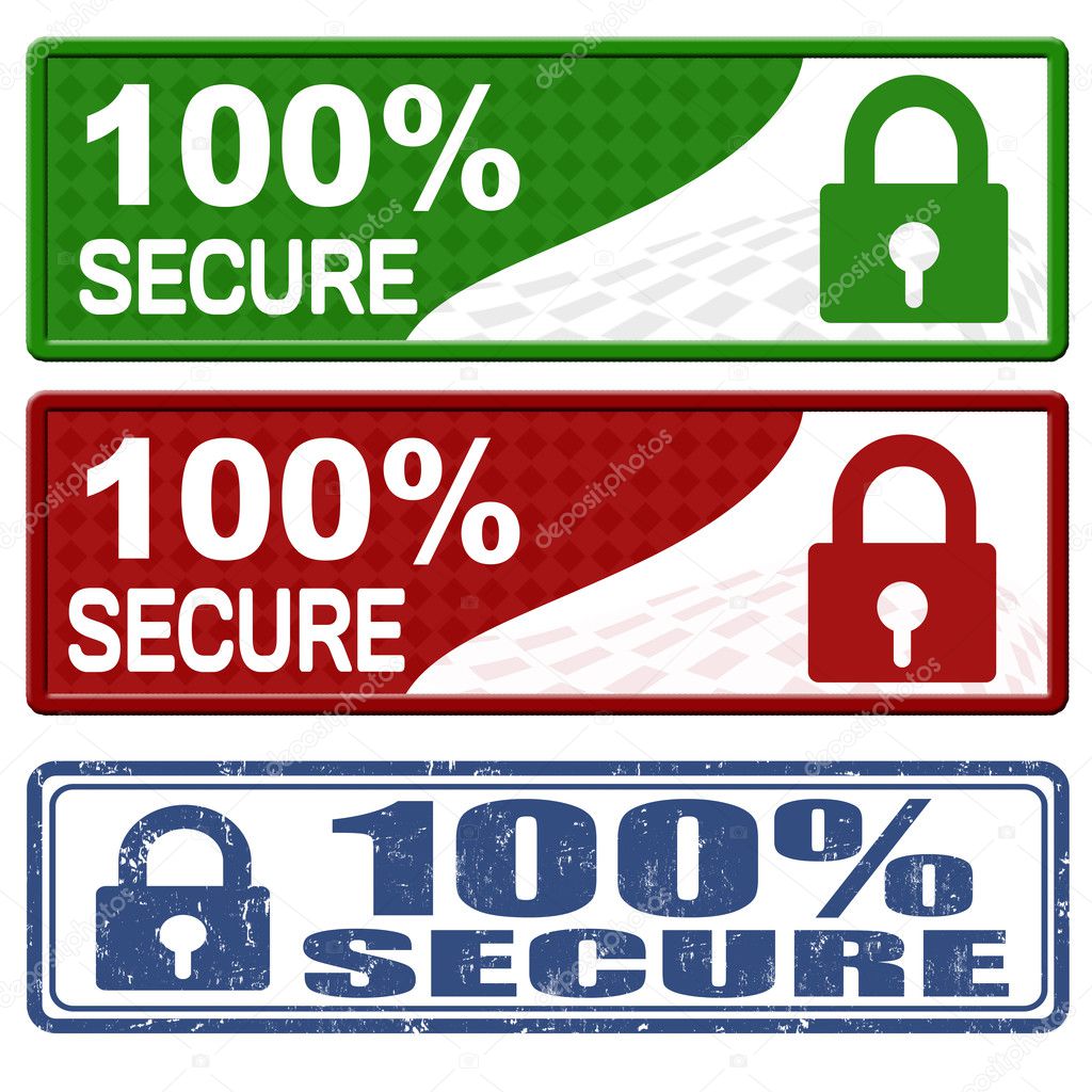 100 percent secure icons and grunge stamp Stock Vector Image by ...