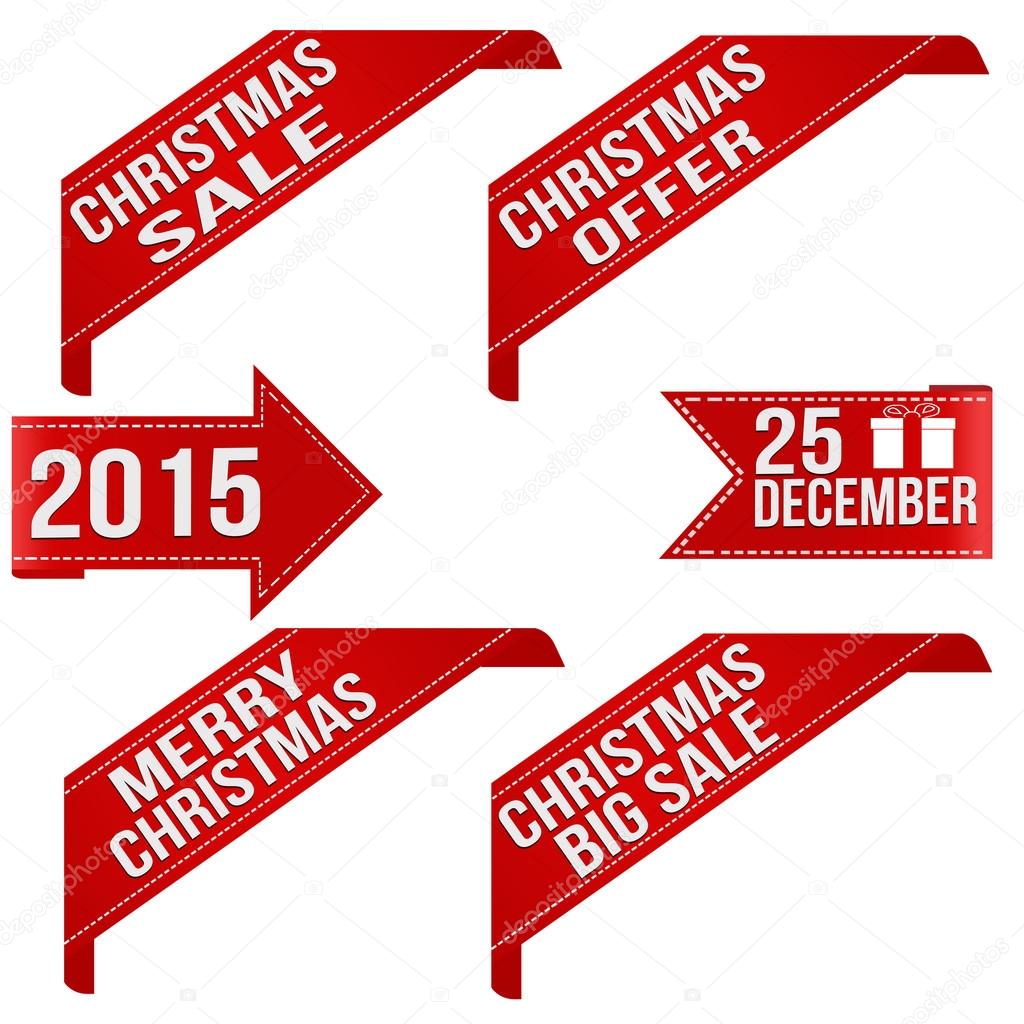 Collection of various Christmas promo ribbons Stock Vector Image by ...